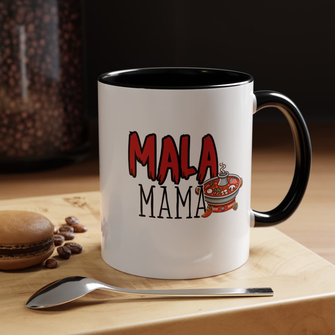 Mala Mama Mug Cartoon Hot Pot and Peppers Fun Gift for Moms and Foodies ...