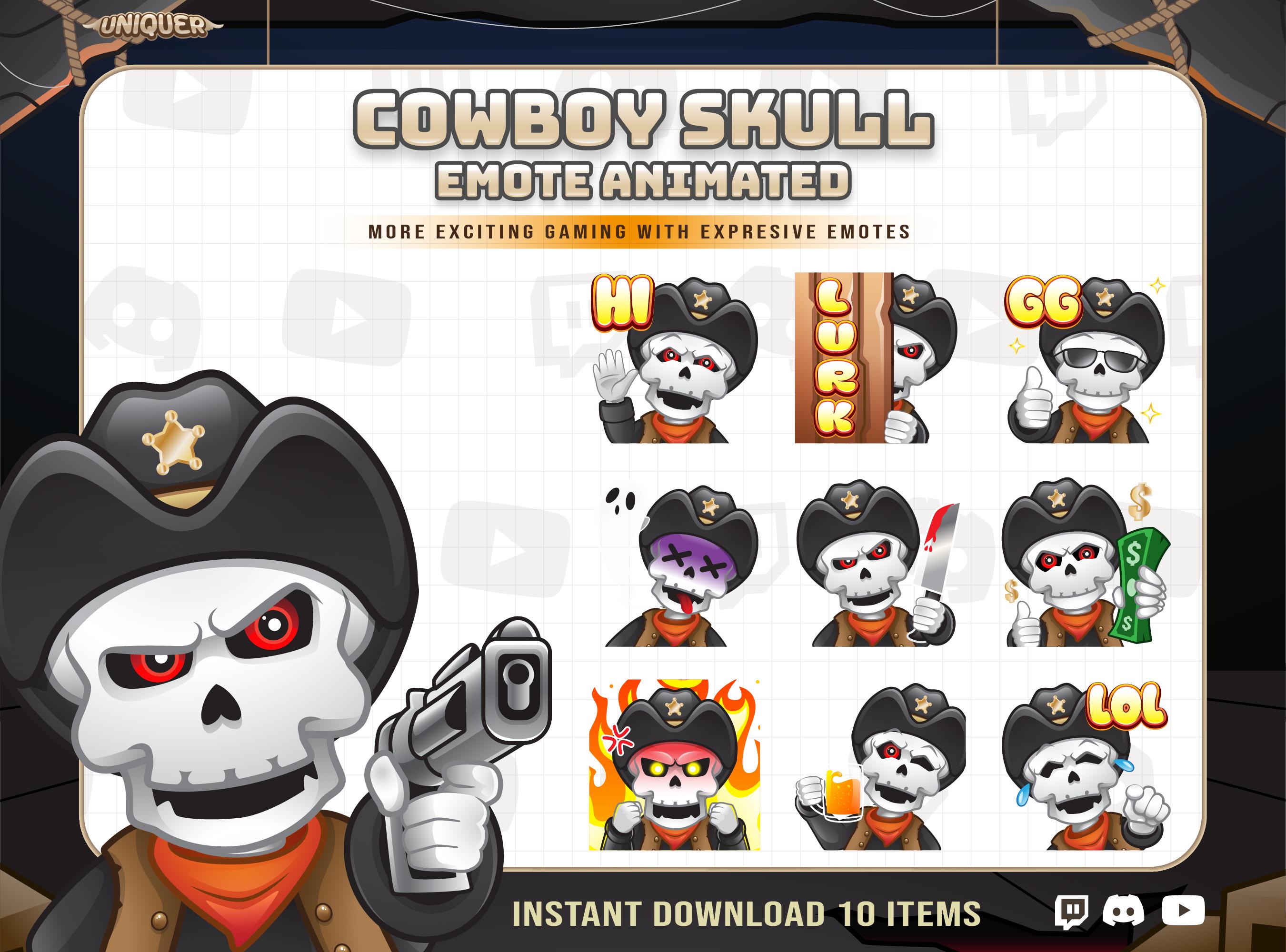 Cowboy Skull Emote - Etsy