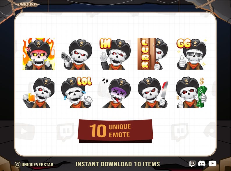 Cowboy Skull Emote - Etsy