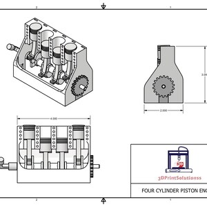 Functional Four Cylinder Piston Engine Desktop Model - Etsy