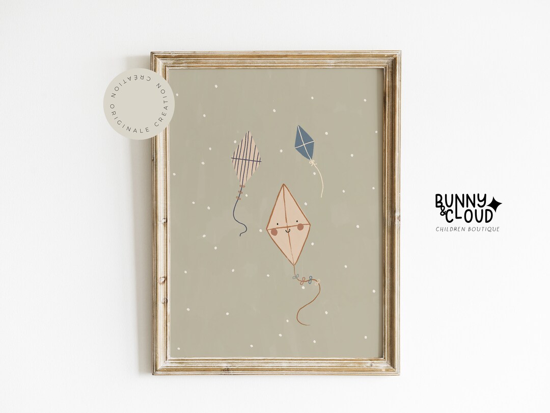 Cute Kite Print Minimal Boho Nursery Decor Kid Print Gender Neutral ...