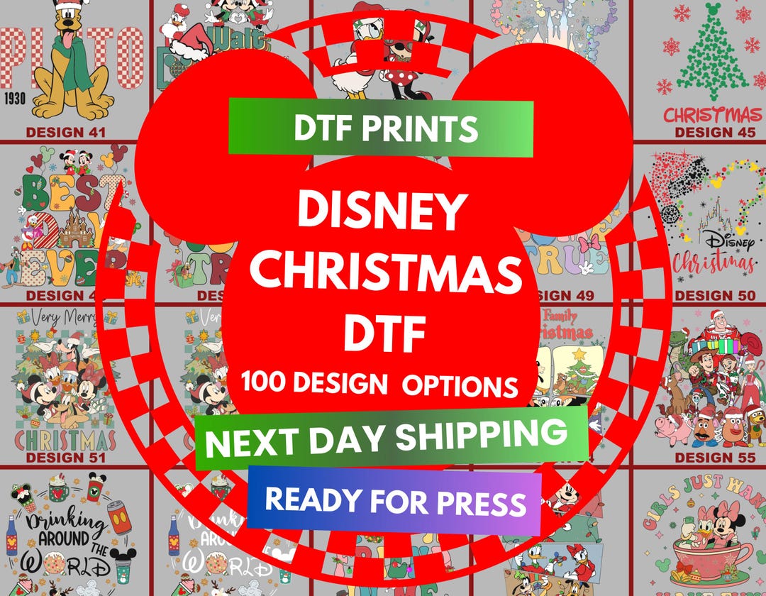 Disney Christmas DTF 100 Design Options, Christmas Dtf, Disney Ready to ...