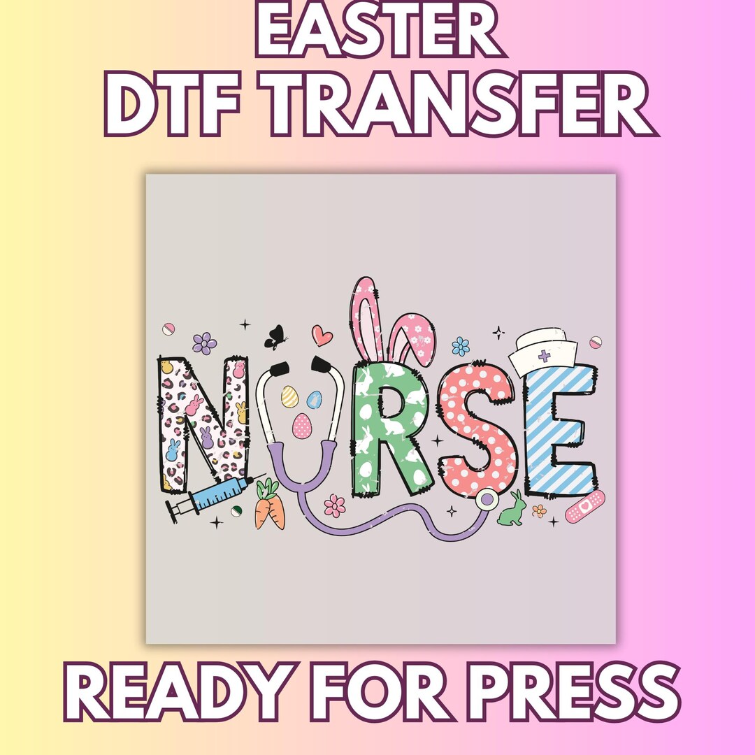 Nurse Easter Retro DTF, Nurse Easter Day Prints, Easter DTF Ready for ...