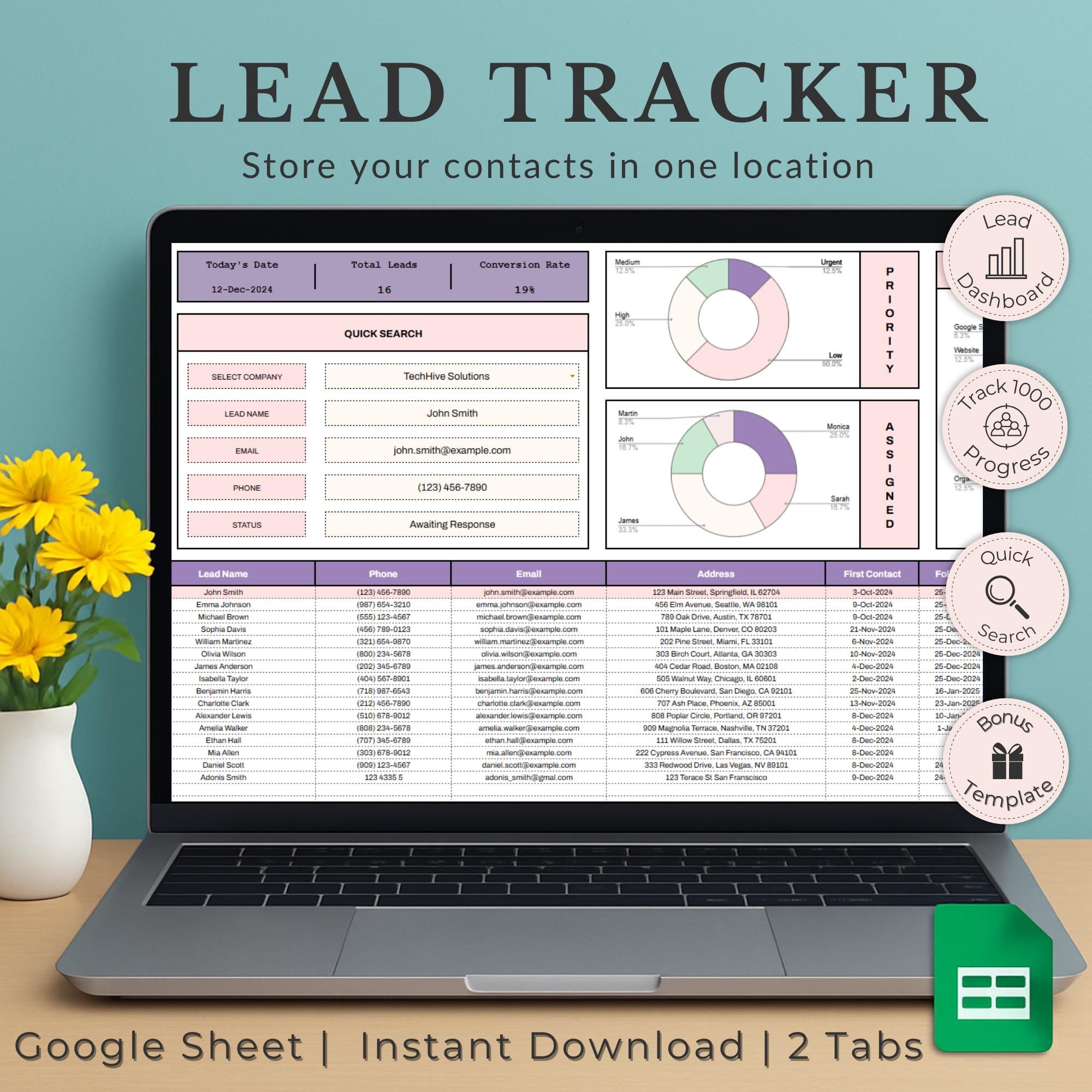 Lead Tracker Spreadsheet: Client Management Tool (google Sheets ...