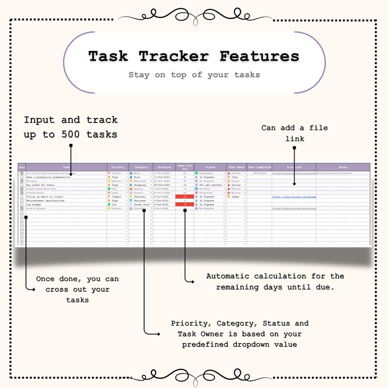 Task Tracker Spreadsheet Template Google Sheet to Do List Task ...