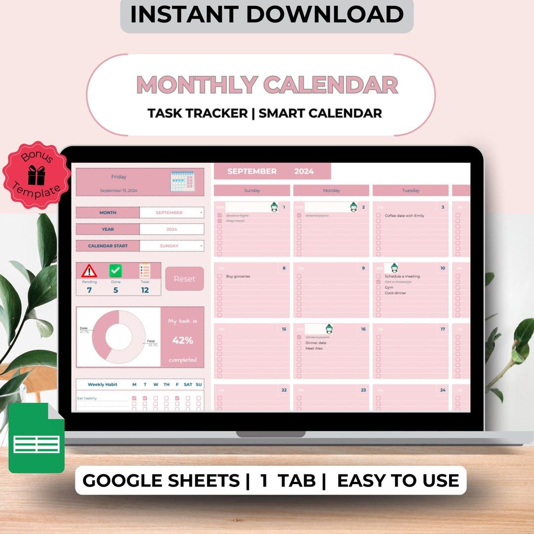 Google Sheet 2025 Planner, Digital Editable Calendar 2025, Tracker ...