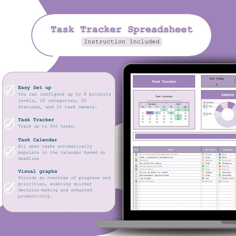 Task Tracker Spreadsheet Template Google Sheet to Do List Task ...