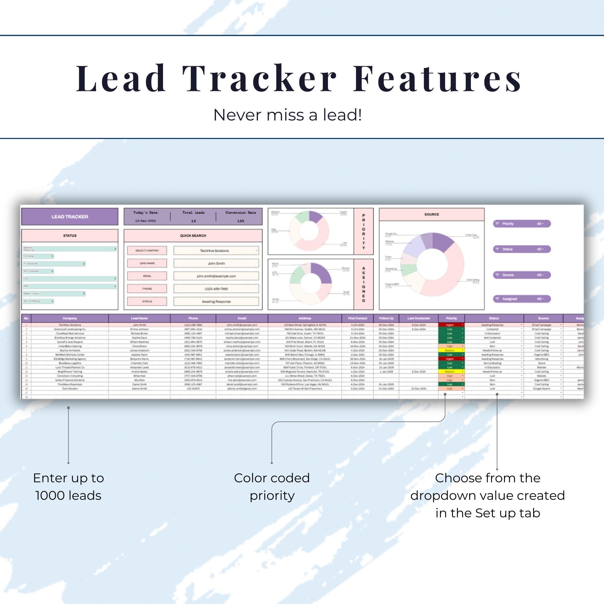 Lead Tracker Spreadsheet: Client Management Tool (google Sheets ...