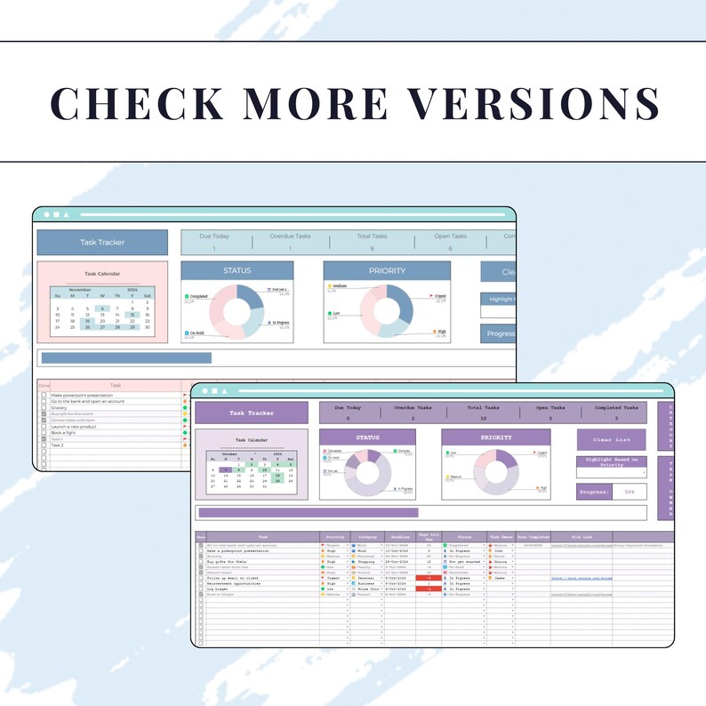 Task Tracker Spreadsheet: Google Sheets Calendar, Project Management ...
