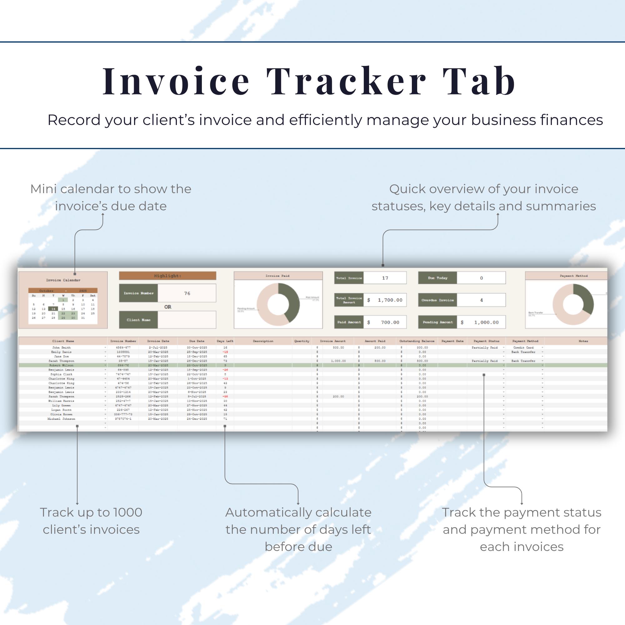 Client and Invoice Tracker Google Sheets | CRM Spreadsheet | Track ...