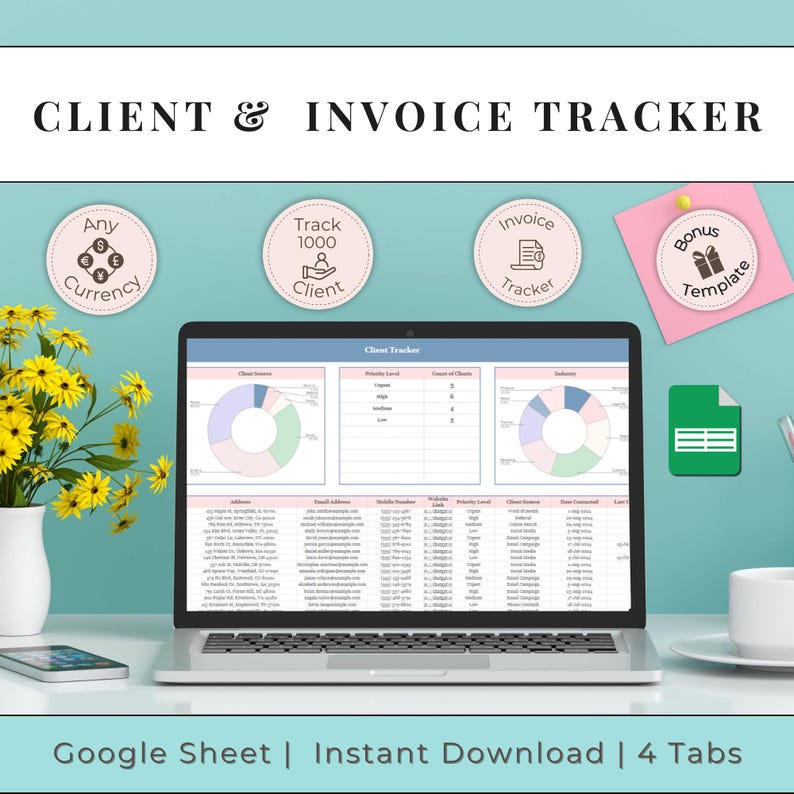 Client Tracker Spreadsheet Template, Small Business Tracker, Google ... Client Tracker Spreadsheet Template, Small Business Tracker, Google ...