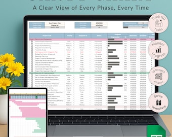 Gantt Chart Google Sheets Template, Project Timeline Management, Task ...