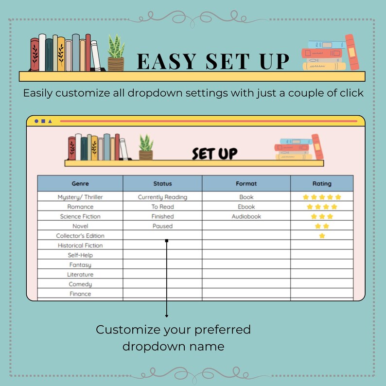 Book Tracker Spreadsheet | Reading Log for Book Lovers | Digital ...
