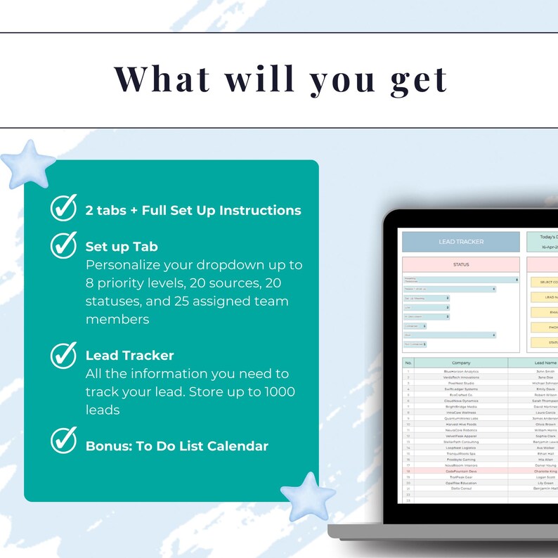Lead Tracker Spreadsheet: Client Management, Call Log (google Sheets ...
