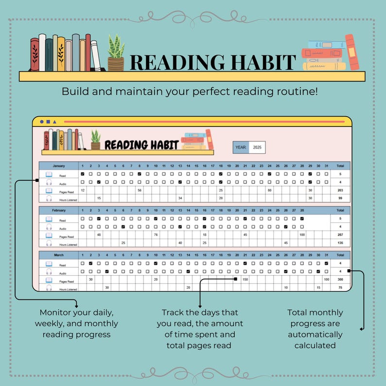 Book Tracker Spreadsheet | Reading Log for Book Lovers | Digital ...