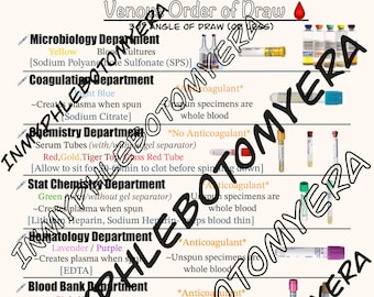 Phlebotomy: A Quick Guide to Order of Draw - Etsy