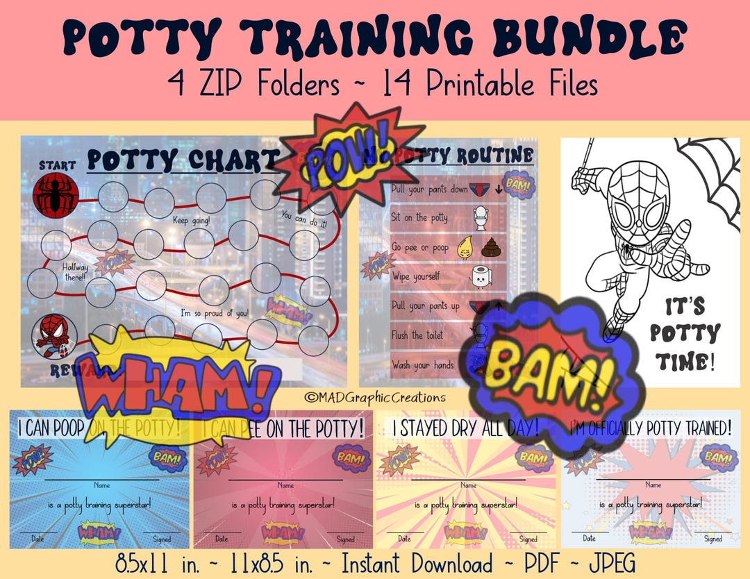Spider-man - Potty Training Bundle - Potty Routine Checklist - Potty ...