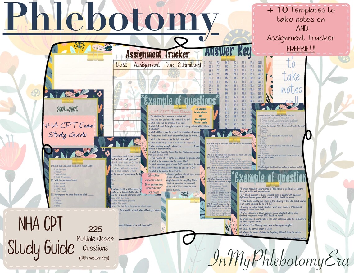 Phlebotomy, Study Bundle, NHA CPT Study Guide, Order of Draw (all ...