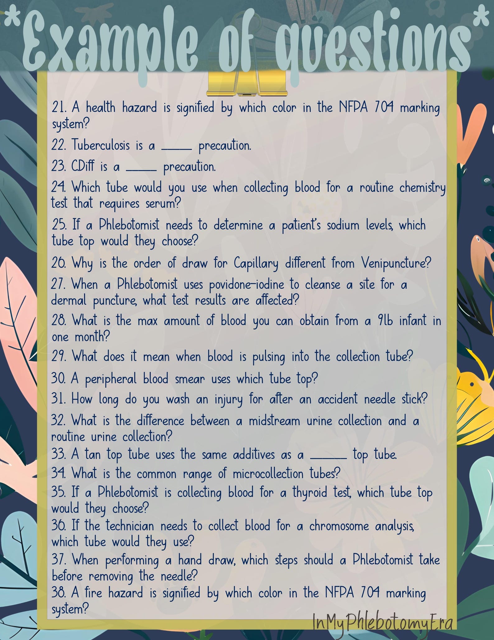 Phlebotomy; NHA CPT Exam Study Guide | 225 Multiple Choice Questions ...