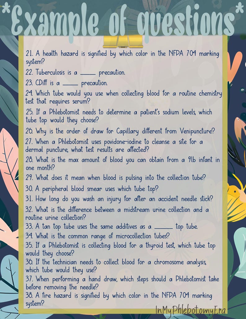 Phlebotomy; NHA CPT Exam Study Guide | 225 Multiple Choice Questions ...