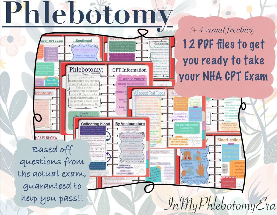 Phlebotomy, Study Bundle, NHA CPT Study Guide, Order of Draw (all ...