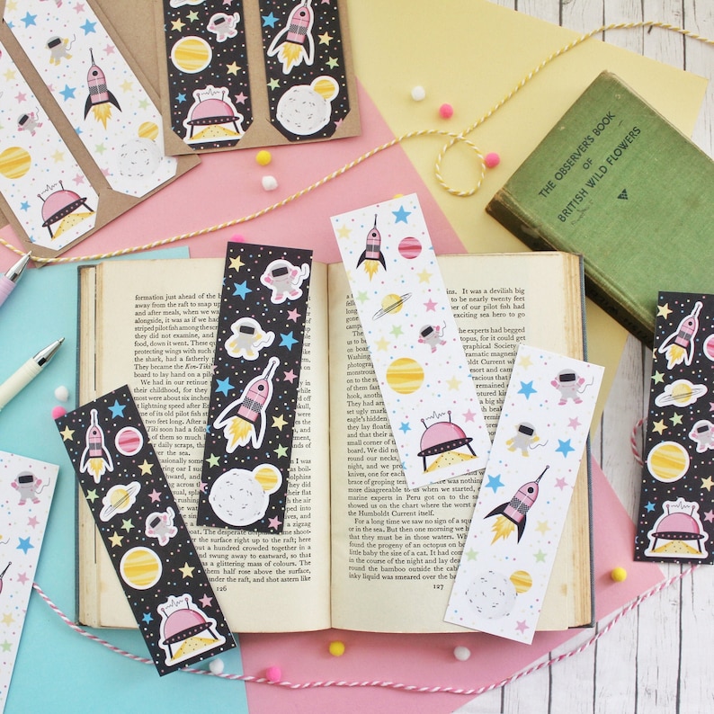 Spaced Out Outer Space Double Sided Bookmarks Set of 2 - Etsy