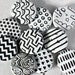 Black and White Monochrome Pattern Badge Pack, Set of 4 Button Badges ...