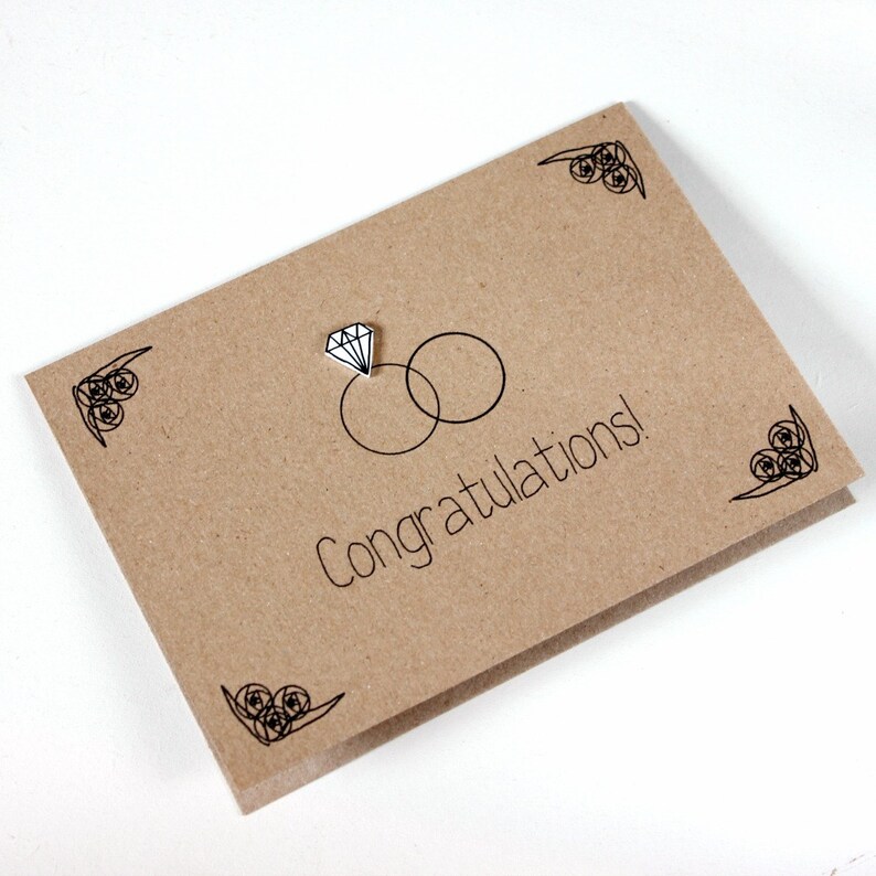 Wedding Congratulations Card, With Handmade Wedding Rings Embellishment ...