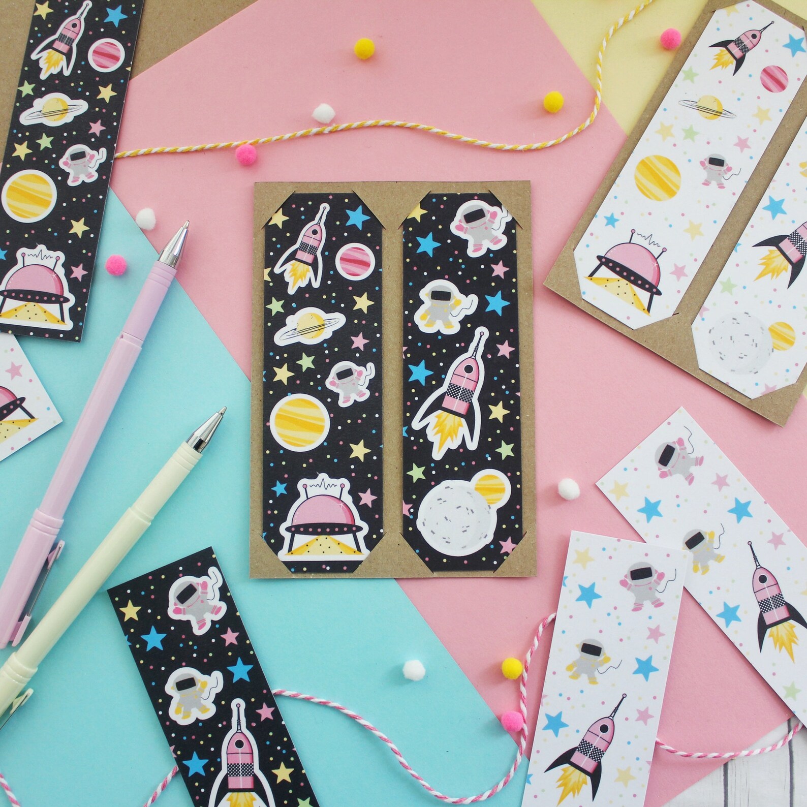 Spaced Out Outer Space Double Sided Bookmarks Set of 2 - Etsy