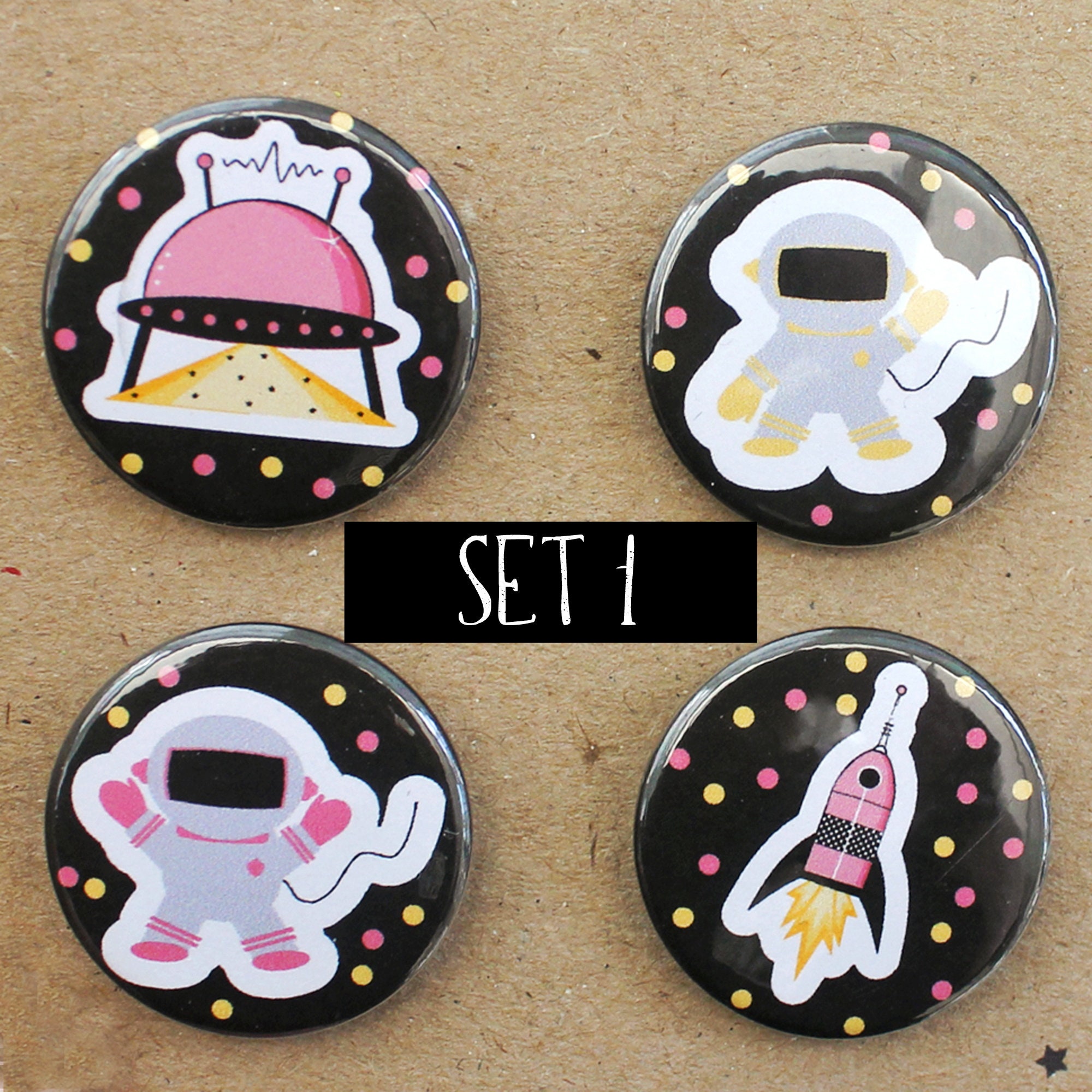 Spaced Out! Outer Space Badge Pack: Set of 4 Button Badges (25mm ...