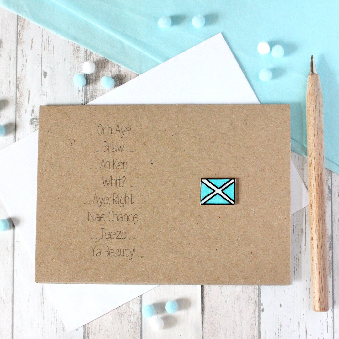 Och Aye! Scottish Phrases Card, With Handmade Saltire Flag ...