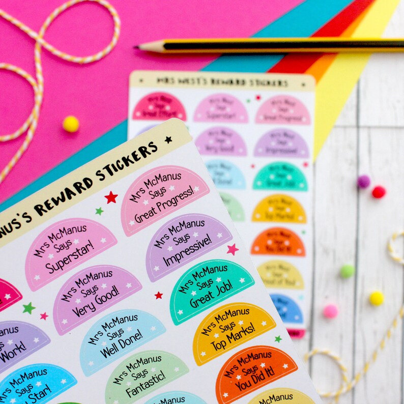 Personalised Teacher Reward Sticker Sheet Custom Teacher | Etsy Personalised Teacher Reward Sticker Sheet Custom Teacher | Etsy