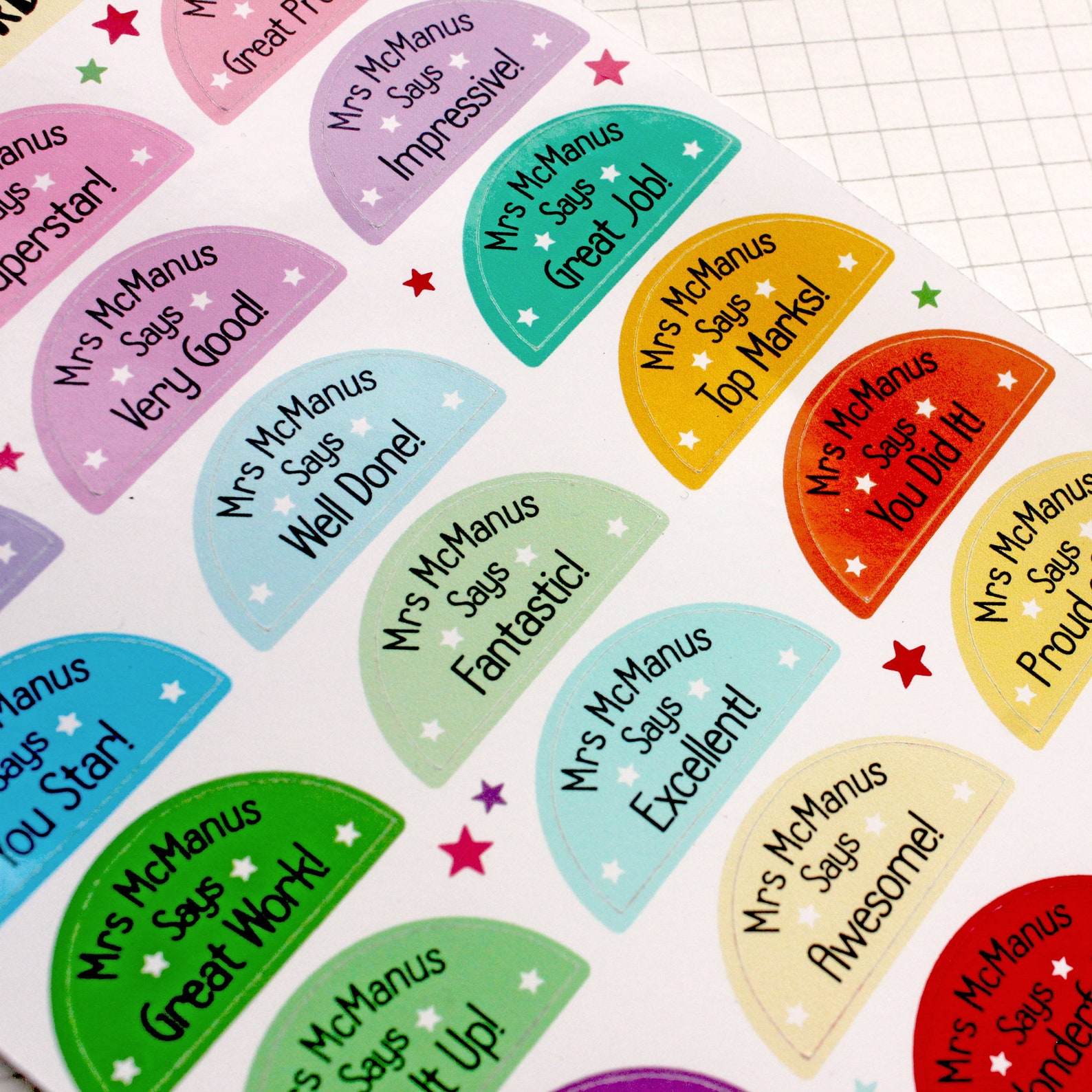 Personalised Teacher Reward Sticker Sheet Custom Teacher | Etsy
