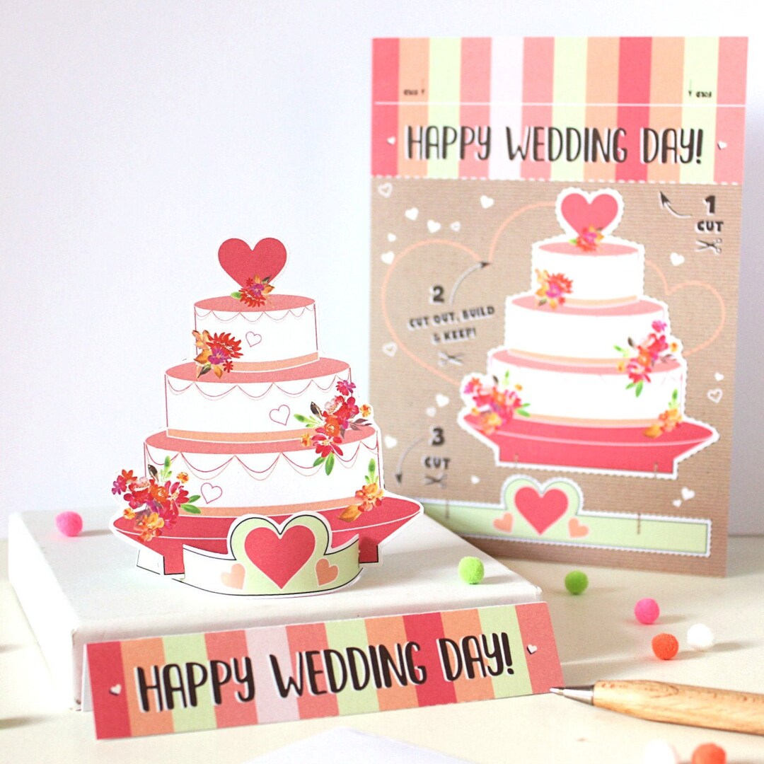 Wedding Day Cut Out and Keep Card - 3 Tier Wedding Cake - Etsy