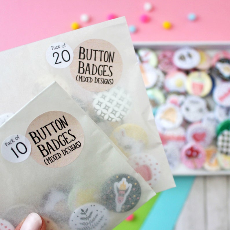 Lucky Dip Mystery Badge Pack (set of 10, 20, or 30) Surprise Badge ...