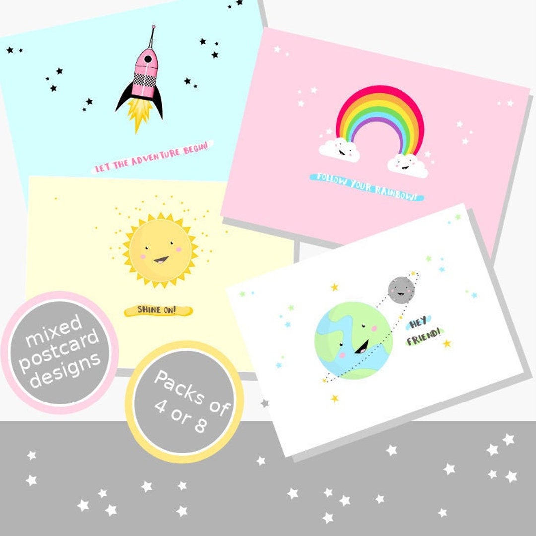 Happy Mail Positive Postcards, Packs of 4 or 8 Glitter Postcards - Etsy