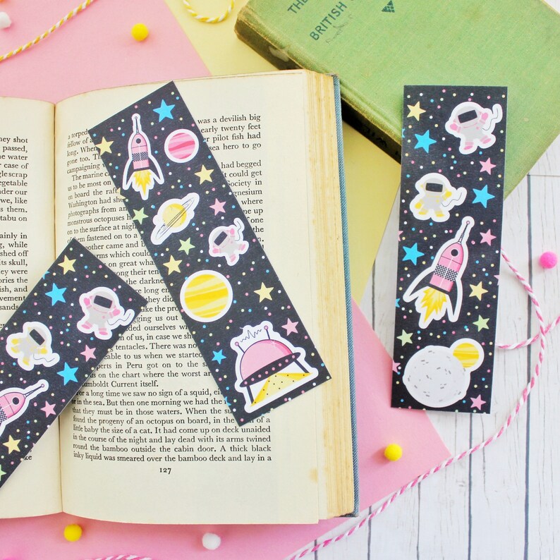Spaced Out Outer Space Double Sided Bookmarks Set of 2 - Etsy
