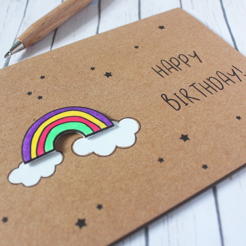 Personalised Rainbow Birthday Card With Rainbow Embellishment - Etsy