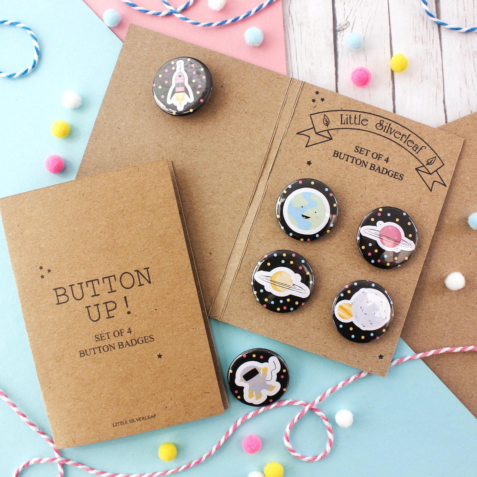 Spaced Out! Outer Space Badge Pack: Set of 4 Button Badges (25mm) - Etsy