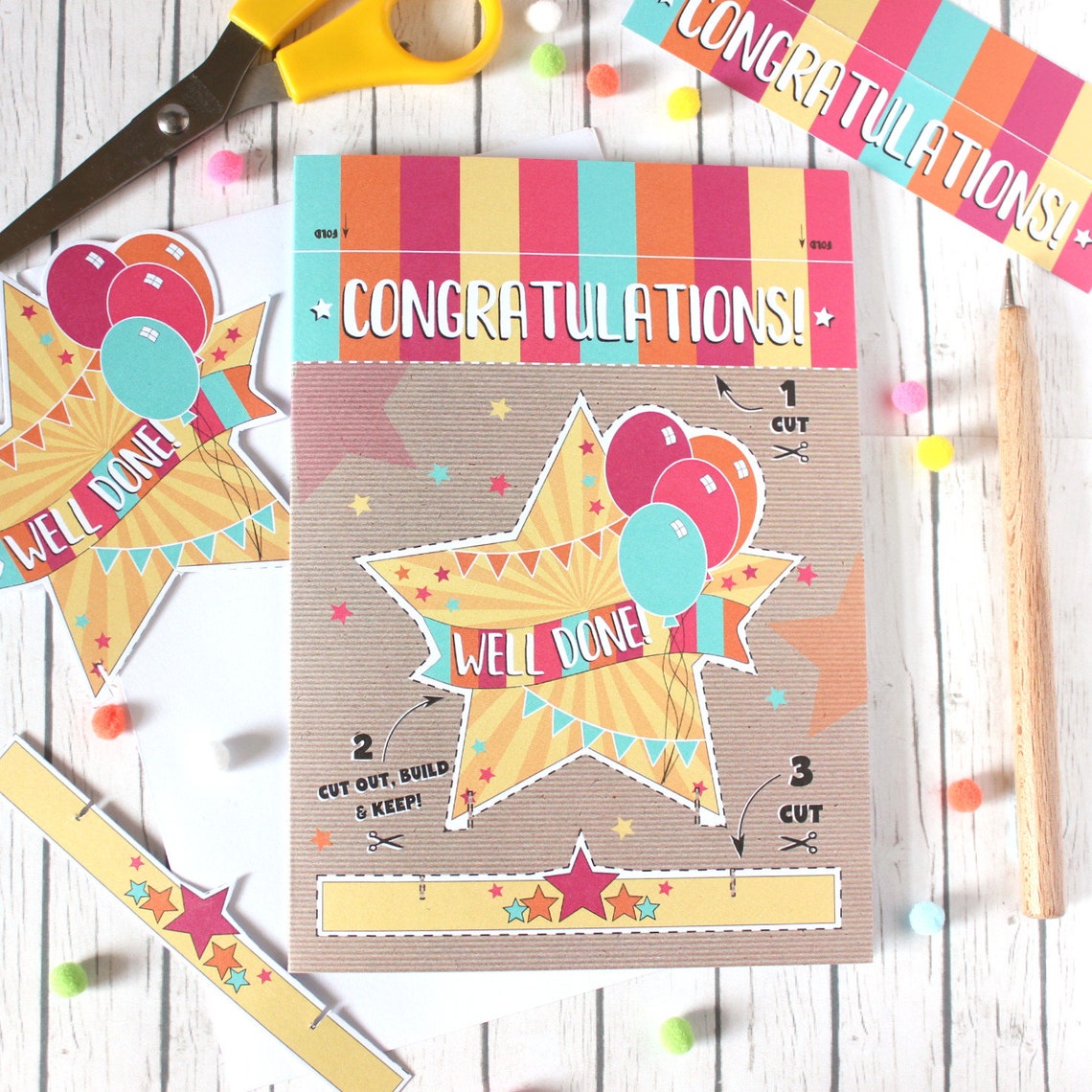 Congratulations Cut Out and Keep Card - Bright Star - Etsy