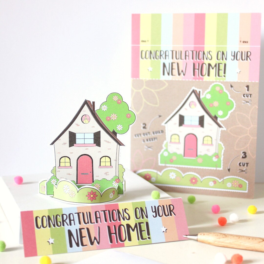 New Home Card, Novelty Cut Out and Keep Card - Fairytale Cottage ...