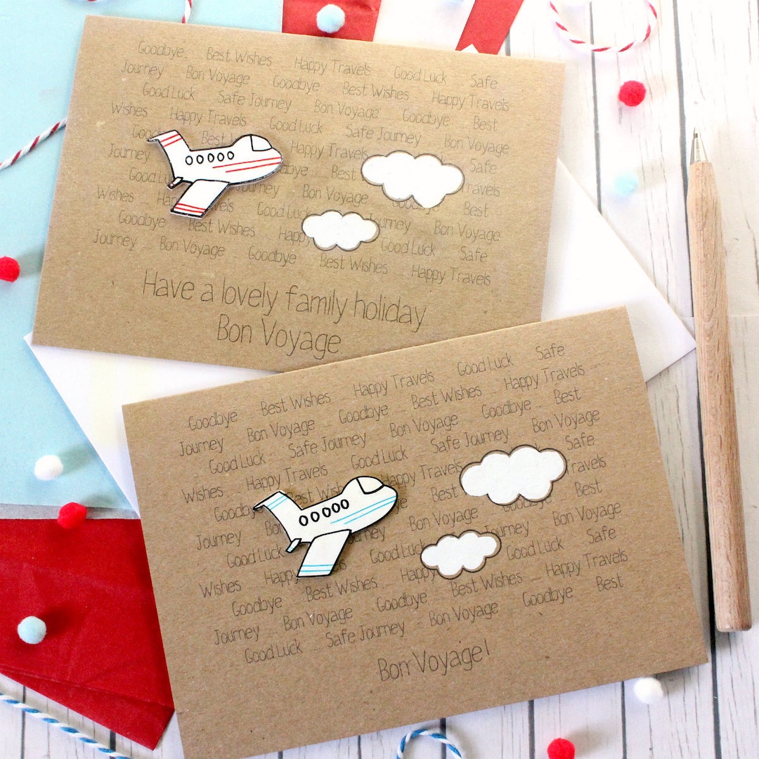 Personalised Bon Voyage Card, Goodbye Card With Handmade Aeroplane ...
