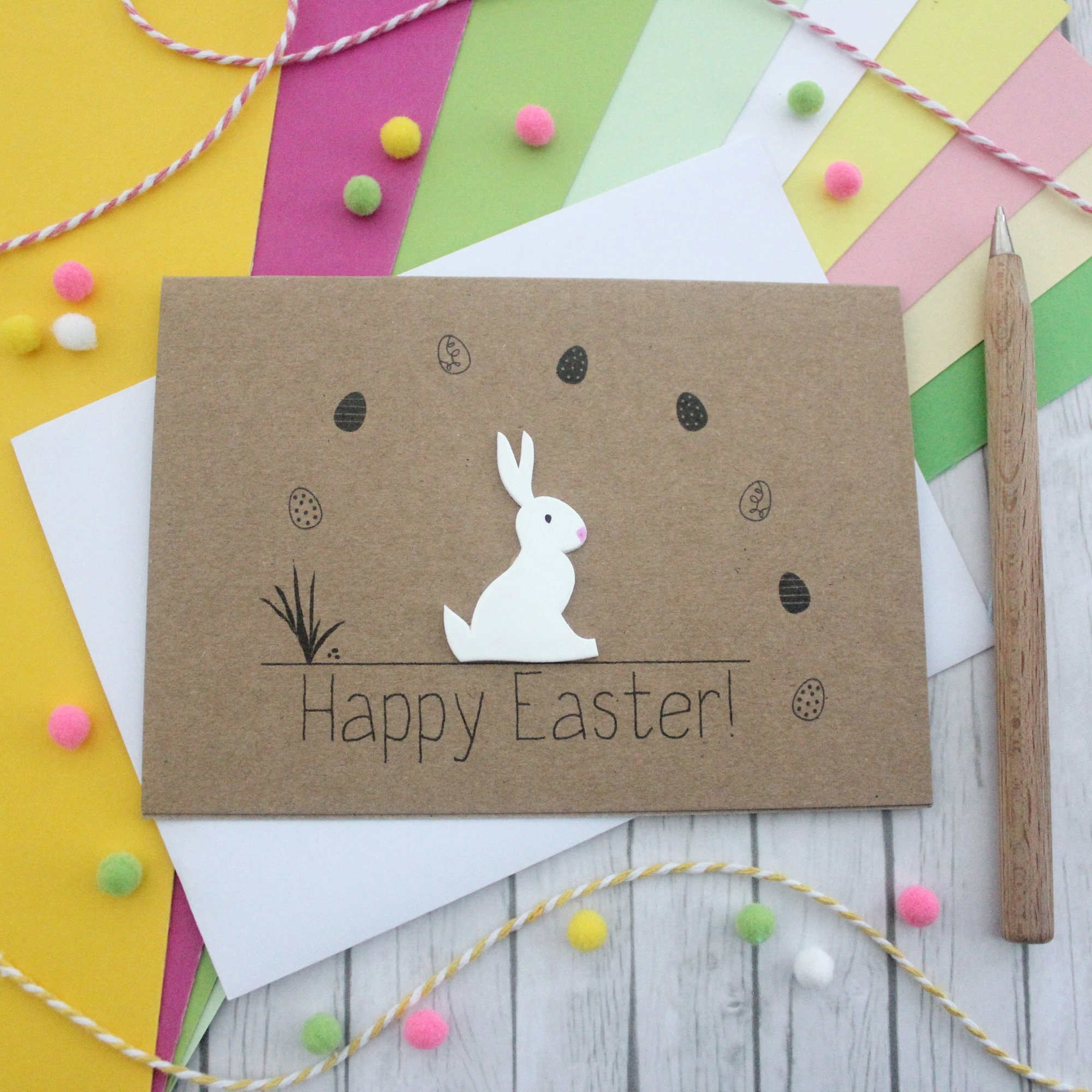 Cute Easter Bunny Card With Handmade Easter Bunny - Etsy UK