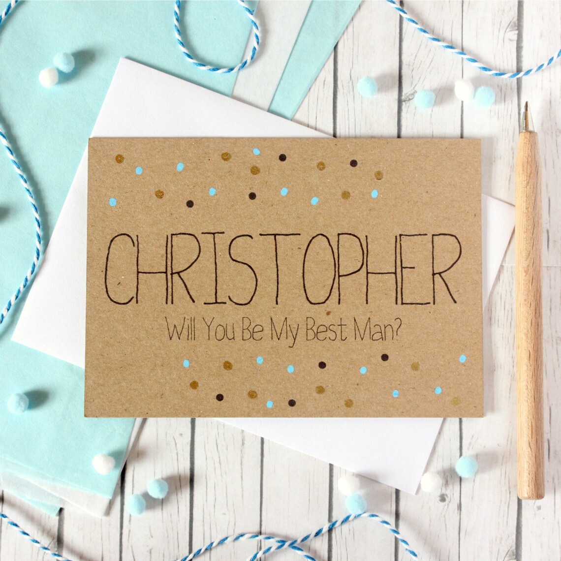 Contemporary Personalised Best Man Card With Metallic Gold | Etsy