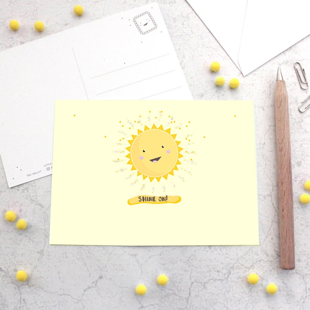 Shine on Sunshine Happy Mail Postcard Glitter Postcard - Etsy