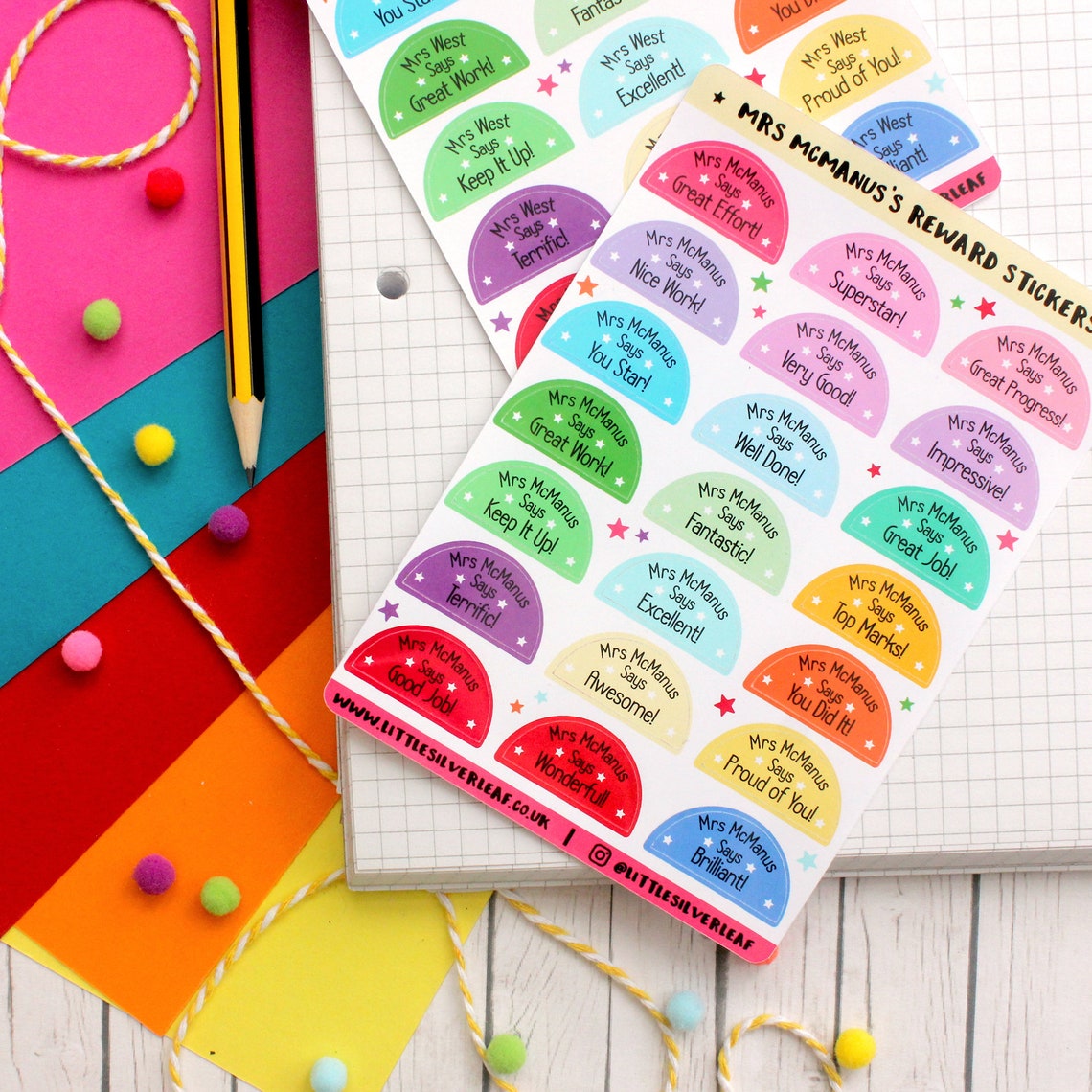 Personalised Teacher Reward Sticker Sheet: Custom Classroom Stickers ...