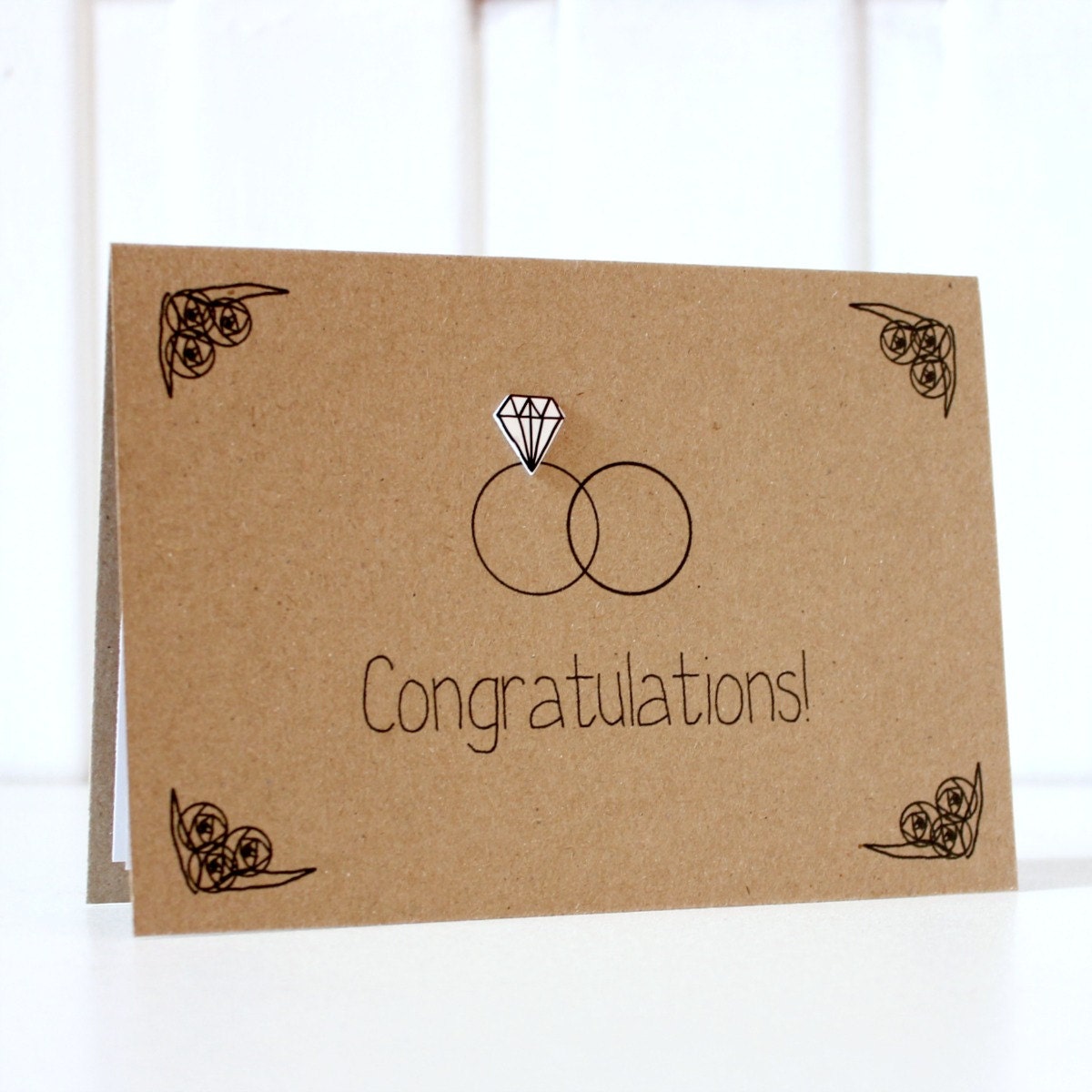 Wedding Congratulations Card, With Handmade Wedding Rings Embellishment ...