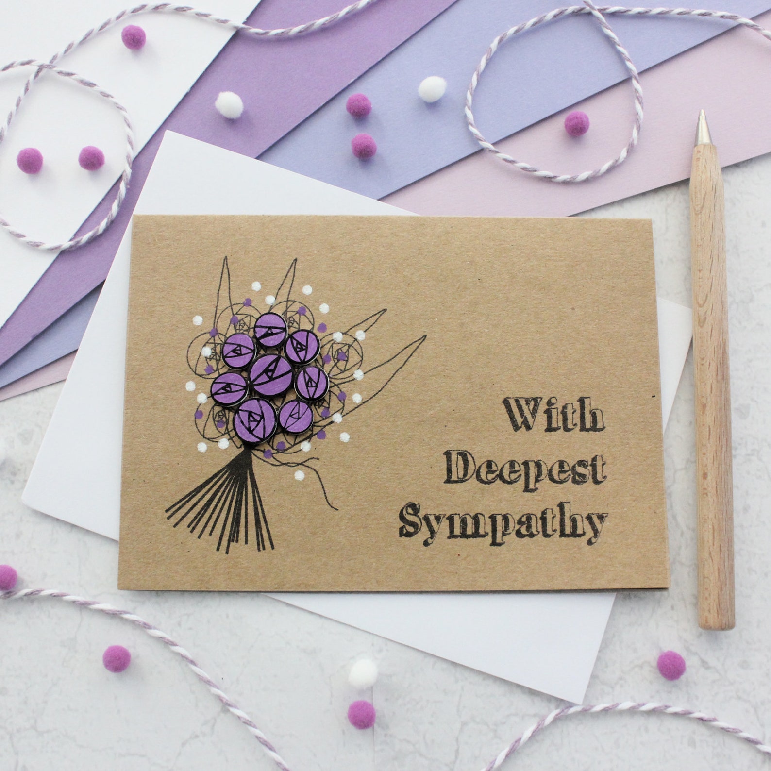 Deepest Sympathy Card, Bereavement Card With Floral Bouquet ...
