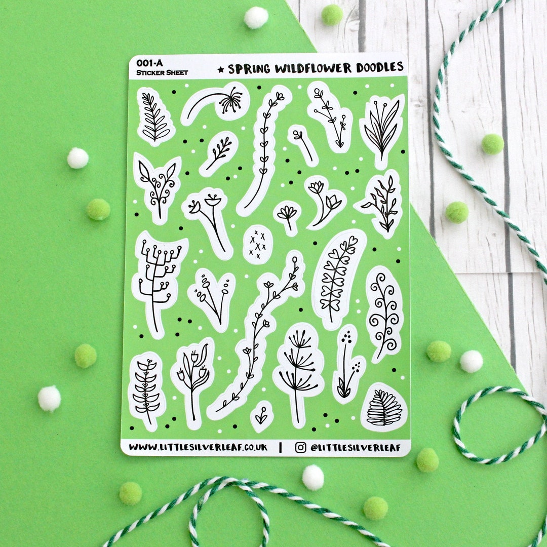 Spring Wildflower Doodles Sticker Sheet - Seasonal Stickers - Etsy
