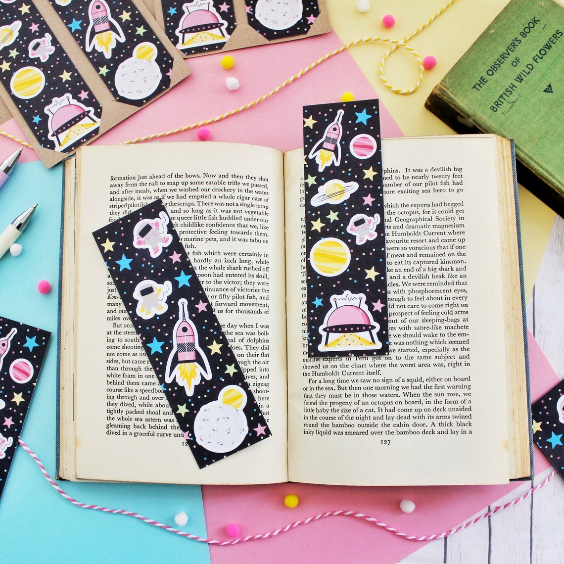 Spaced Out Outer Space Double Sided Bookmarks Set of 2 - Etsy